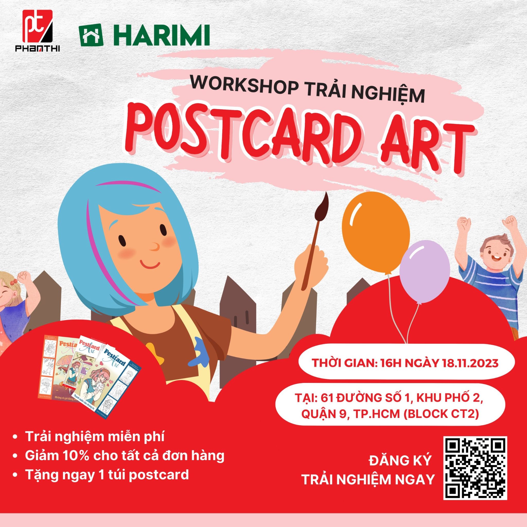 Phan Thị tổ chức Workshop trải nghiệm Postcard art miễn phí tại Harimi ...
